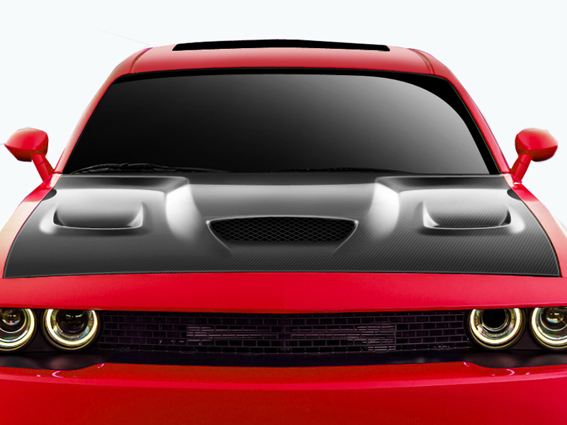 2008-2022 Dodge Challenger Hellcat Carbon Fiber Creations Hood 112475
