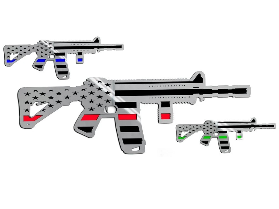 AR15 Gun w Laser Cut Flag Motif 1 Pc | Stainless