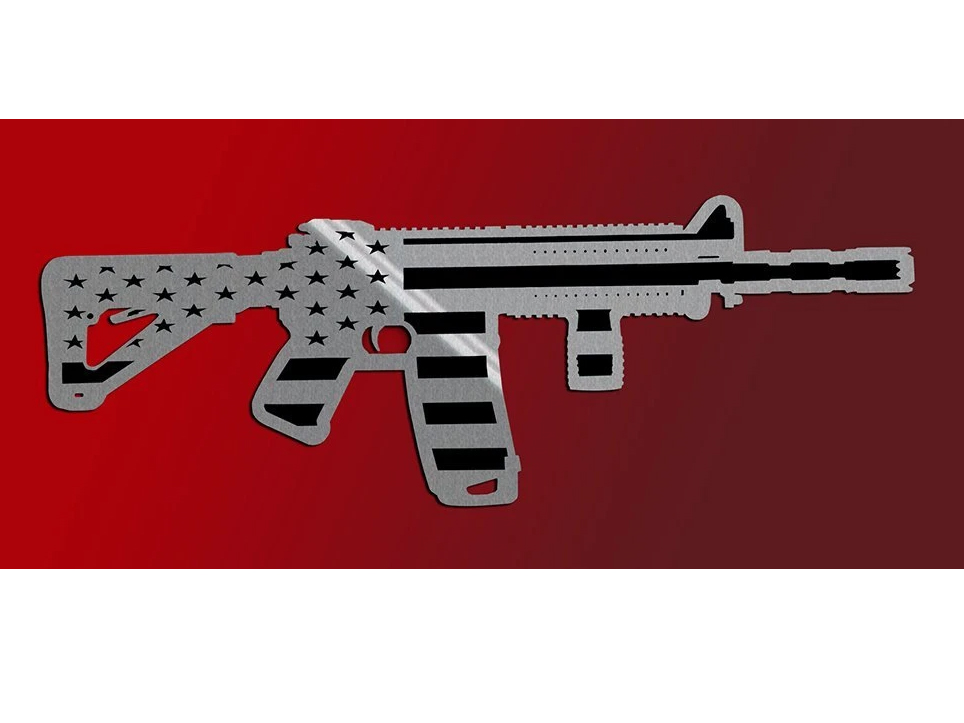 AR15 Gun w Laser Cut Flag Motif 1 Pc | Stainless