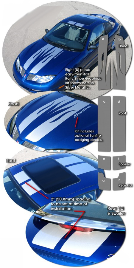 1995-2005 Pontiac Sunfire Rally Stripe Graphics Kit 1