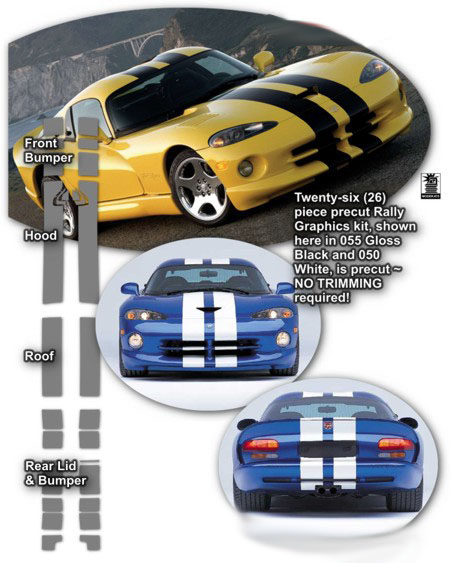 1996-2002 Dodge Viper GTS Rally Stripe Kit 3 ATD-DDGEVPRGRPH11
