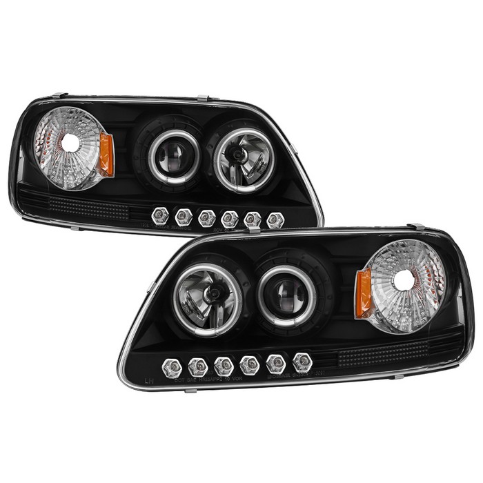 1998-2003 Ford F150 Chrome Crystal Headlights W/ Clear LED Corners
