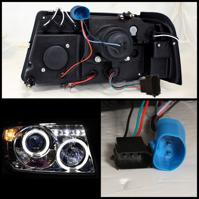 2001-2008 Ford Ranger Halo LED Chrome Projector Headlights
