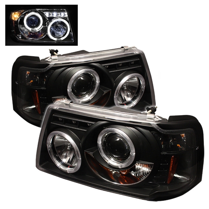 2001-2008 Ford Ranger Halo LED Projector Headlights - Black