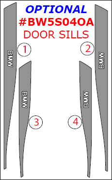 2004-2010 BMW 5 Series Optional Door Sills Trim Kit, 4 Pcs