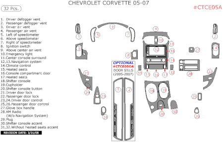 2005-2007 Chevrolet Corvette C6 Main Dash & Interior Trim Kit Auto ...
