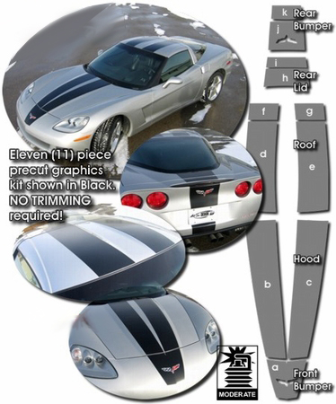 2005-2013 Chevrolet Corvette C6 Rally Stripe Graphics Kit