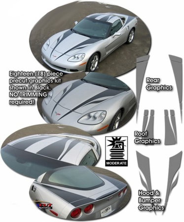 2005-2013 Corvette C6 Z06 Radical Rally Stripe Graphics Kit CHVCRVTGRPH17