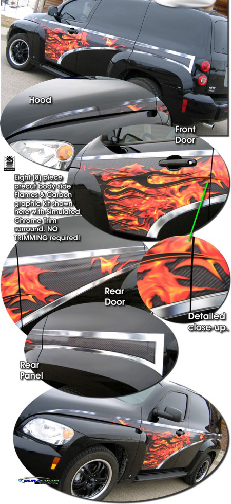 2006-2010 Chevrolet HHR Body Side Flames & Carbon Graphic Kit 1