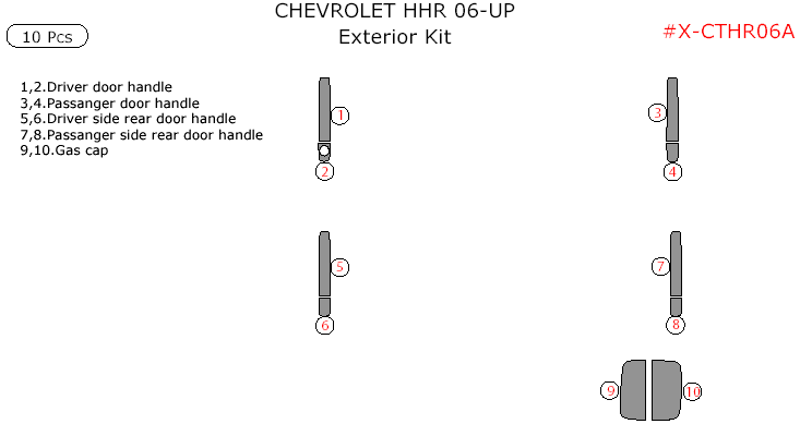 06 07 08 09 10 Chevrolet HHR Exterior Trim Kit, 10 Pcs Auto Accessories