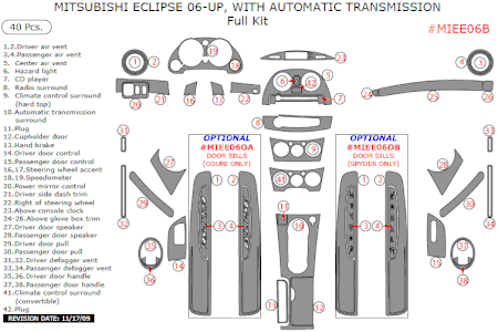 2006-2011 Mitsubishi Eclipse, Auto, Full Interior Dash Trim Kit 40 Pcs
