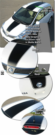 2007-2010 Nissan Versa Rally Stripe Graphic Kit 1