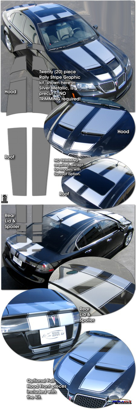 2008 2009 Pontiac G8 Rally Stripes Graphics Kit 1