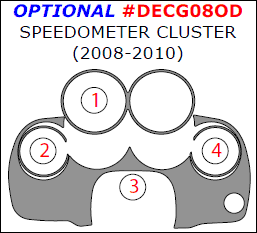 2008-2014 Dodge Challenger Speedometer Cluster Interior Trim Kit 4pcs