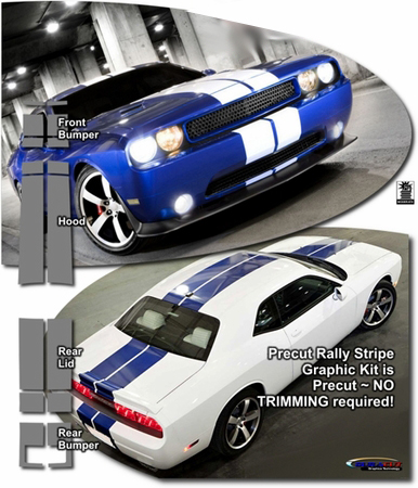 2008-2017 Dodge Challenger Rally Stripes Graphics Kit 2 DDGECLGRGRPH031
