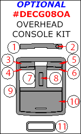 2008-2018 Dodge Challenger Optional Overhead Console Kit, 11Pcs DECG08OA