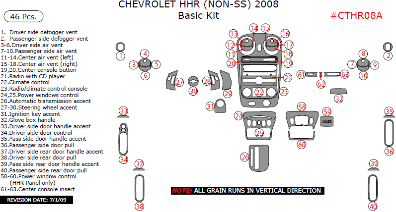 08 Chevrolet HHR Basic Dash Kit, 46 Pcs (Non-SS) Auto Accessories