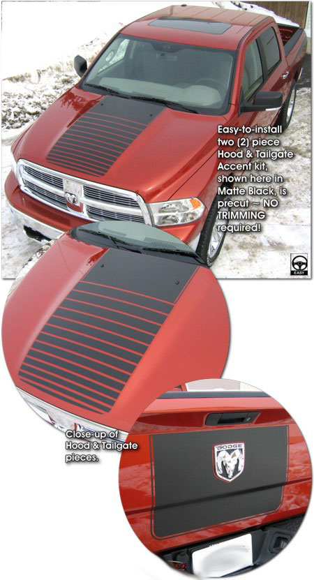 Dodge Ram Truck Hood Tailgate Accent Graphics Kit 2009-2018