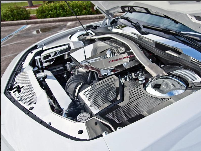 2010-2015 CAMARO ZL1 - HEADER PLATE PERFORATED POLISHED STAINLESS STEEL