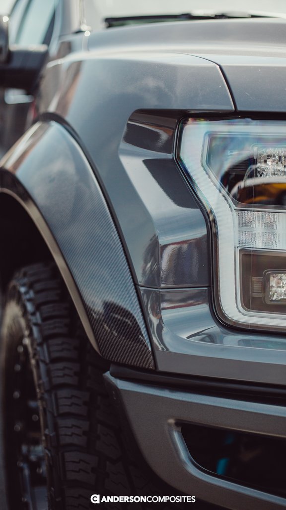 2017-2020 FORD RAPTOR CARBON FIBER TYPE-WIDE FRONT FENDER FLARES AC ...