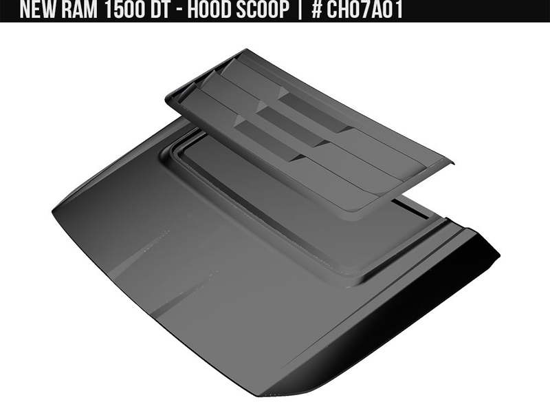 2019 2023 Ram 1500 Hood Scoop | Vented Style | Satin Black CH07A01
