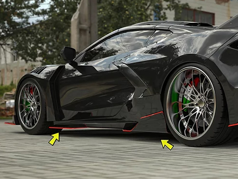2020-2022 Corvette C8 Widebody RR Side Extensions