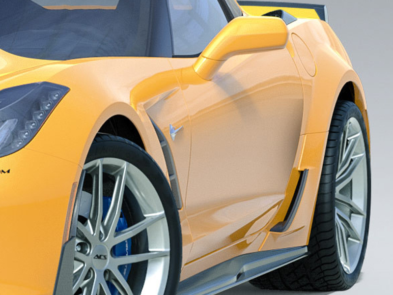 ACS C7 Stingray Coupe Rear Wide Body Conversion, Z06 Scooped Rocker