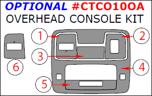 2010-2015 Chevrolet Camaro Optional Overhead Console Kit, 6 Pcs, CTCO10OA