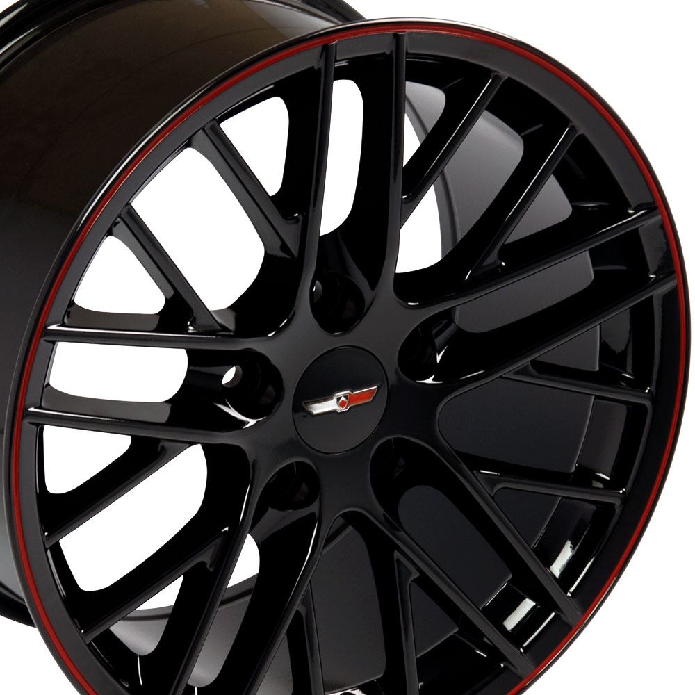 Corvette C6 ZR1 Wheels - Black Red Line 18x8.5 SET
