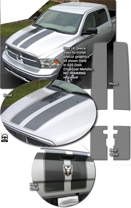 Dodge Ram 1500 Rally Stripes Graphics Kit 2 2009-2018