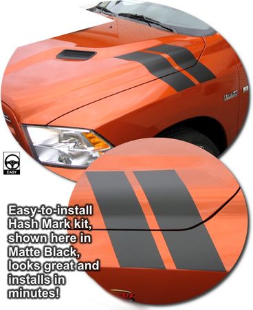 Dodge Ram Precut Hash Mark Kit for Sport Performance Hood 2009-2016 ATD ...