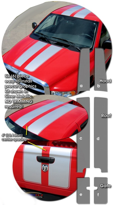Dodge Ram Truck Graphics Rally Stripes Kit 2002-2008
