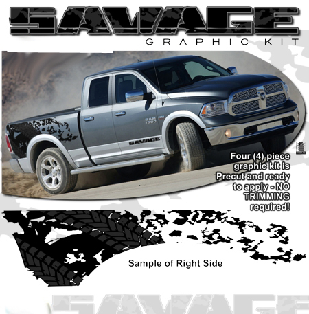 Dodge Ram Truck Savage Body Side Graphics Kit 1 2009-2018 ATD-RAMGRPH001