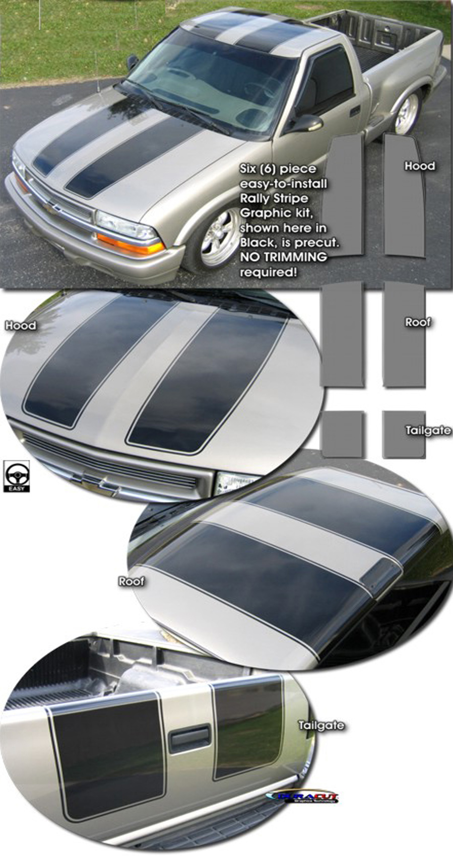 1994-2005 Rally Stripe Graphic Kit 1 for Chevrolet S10 - GMC Sonoma