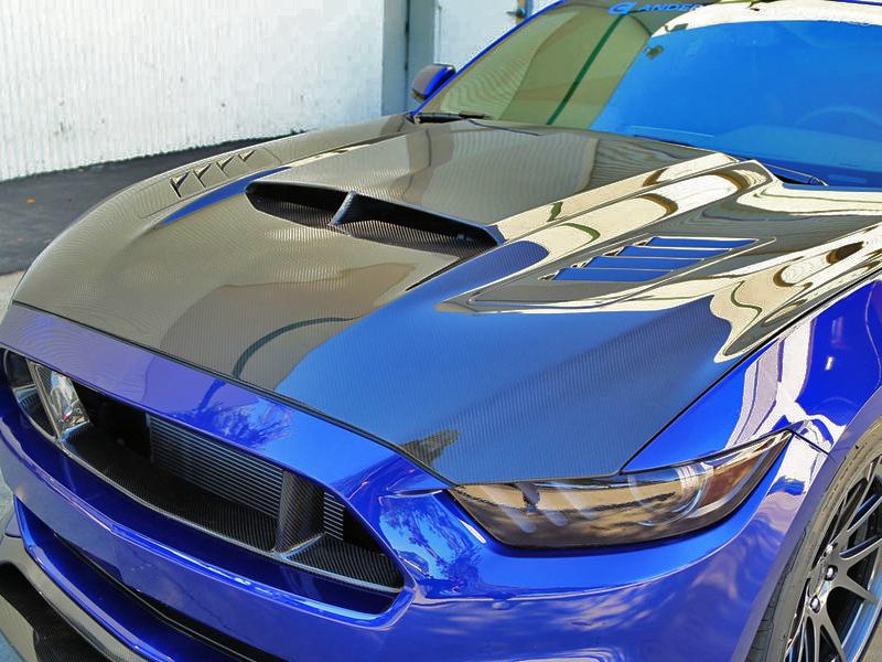 2015-2017 Ford Mustang Double Side Carbon Fiber Ram Air Hood | AC ...