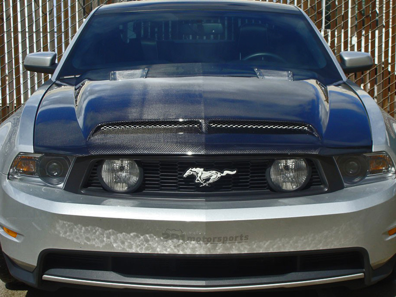 2010-2012 Ford Mustang GT V6 Venom Carbon Fiber Ram Air Hood TC10025-A53