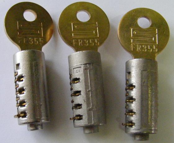Set of Three Matching Steelcase FR Lock Cores