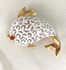 JJ White Enamel Fish Pin