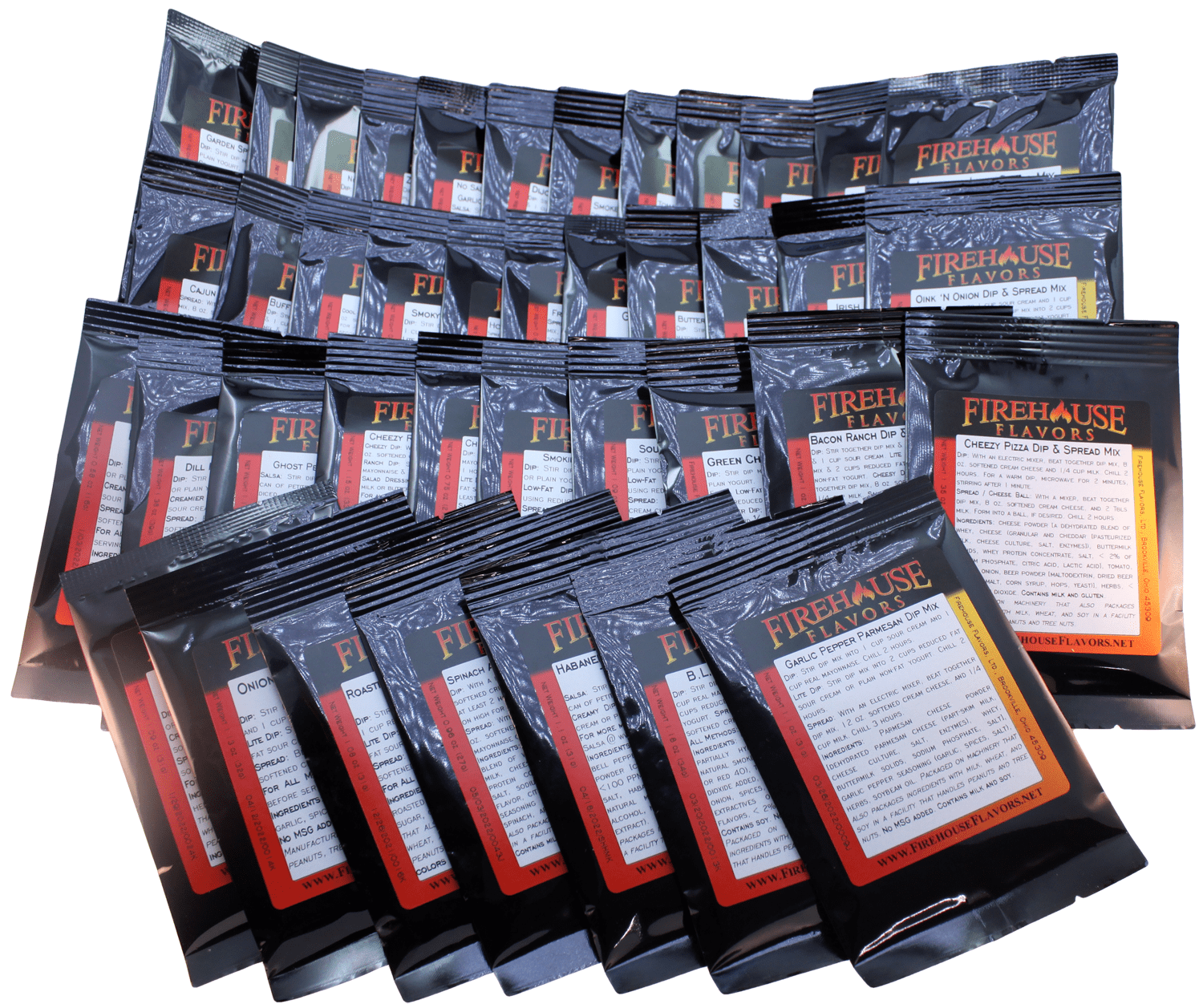 Super Deluxe Party Dip Mix Sample Pack - 40 Varieties - Firehouse Flavors