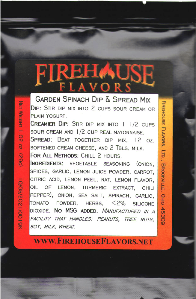 Garden Spinach Dip Mix ~ 1 Packet ~ Firehouse Flavors