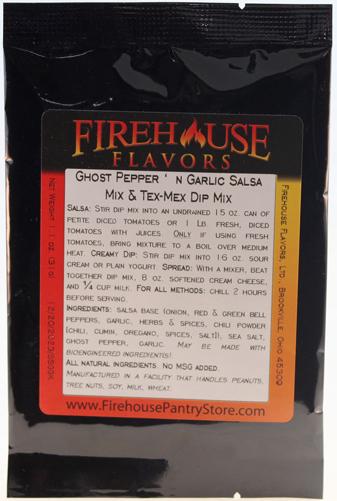 Spicy Hot Garlic & Ghost Pepper Salsa Mix & Dip Mix by Firehouse Flavors