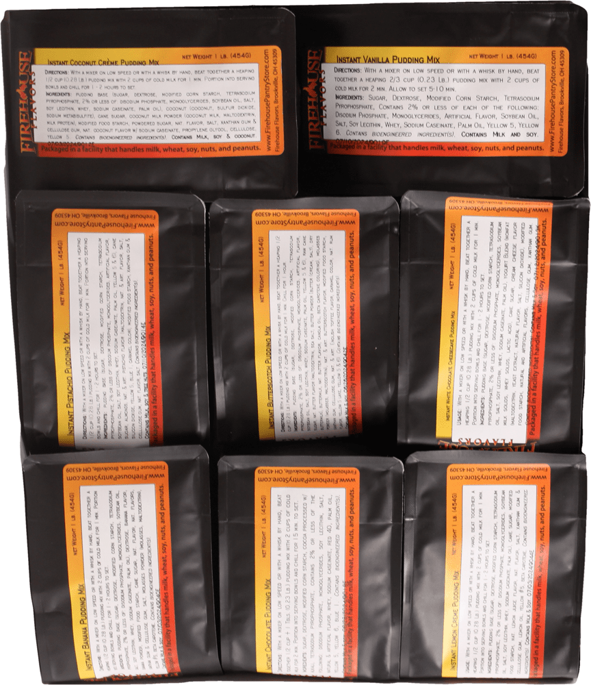 4 Flavor Instant Pudding Mix Sampler Pack by Firehouse Flavors