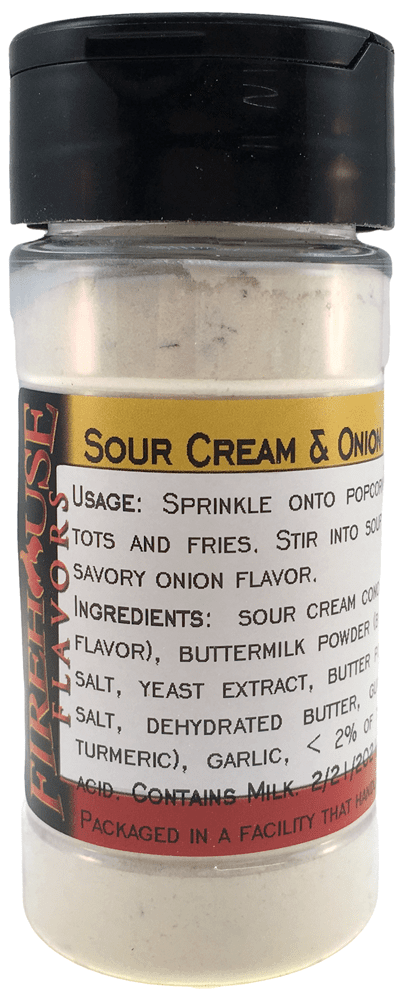 Sour Cream & Onion Seasoning Powder in a Spice Jar at Firehouse Flavors