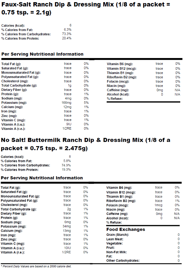 Packets of Salt Free Ranch Dip Mix & Salad Dressing Mix by Firehouse ...