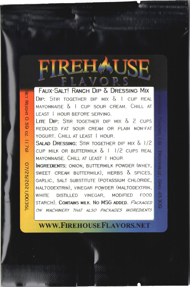 Packets of Salt Free Ranch Dip Mix & Salad Dressing Mix by Firehouse ...