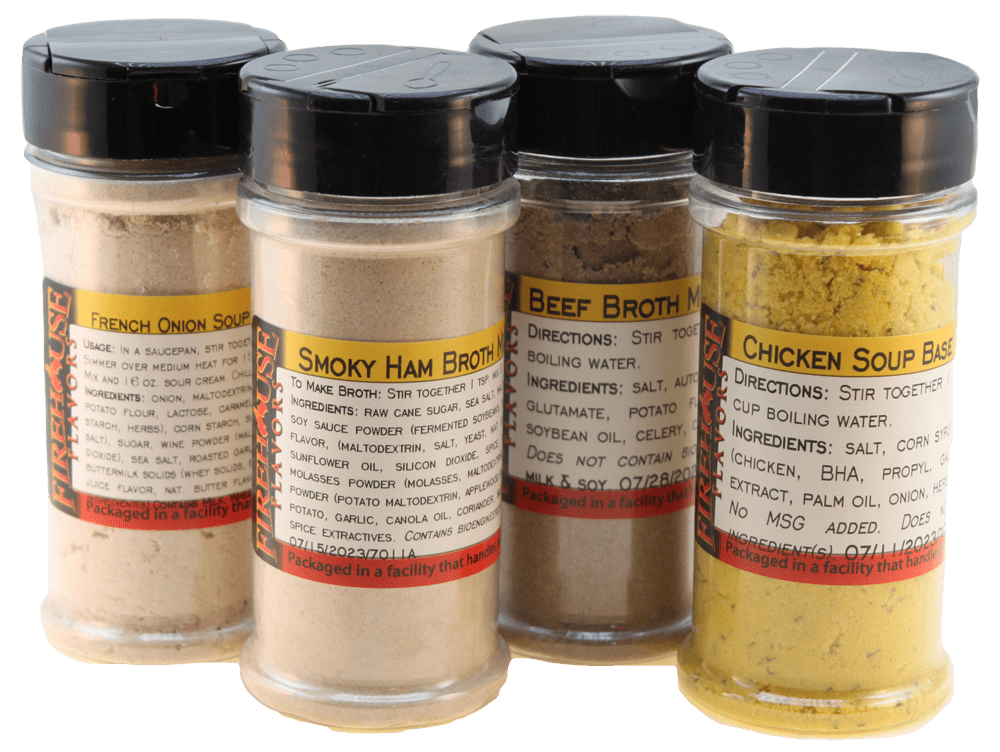 4 Spice Jar Soup Broth Powdered Mix Sampler Pack at Firehouse Flavors