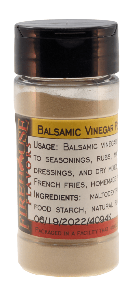 Dry Balsamic Vinegar Powder in a Spice Jar by Firehouse Flavors