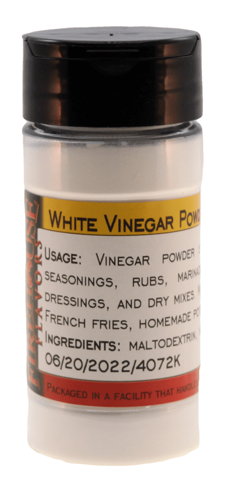 Dehydrated White Vinegar Powder in a Spice Jar by Firehouse Flavors