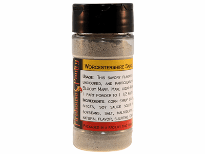 Dried Worcester Sauce Powder in a Spice Jar at Firehouse Flavors