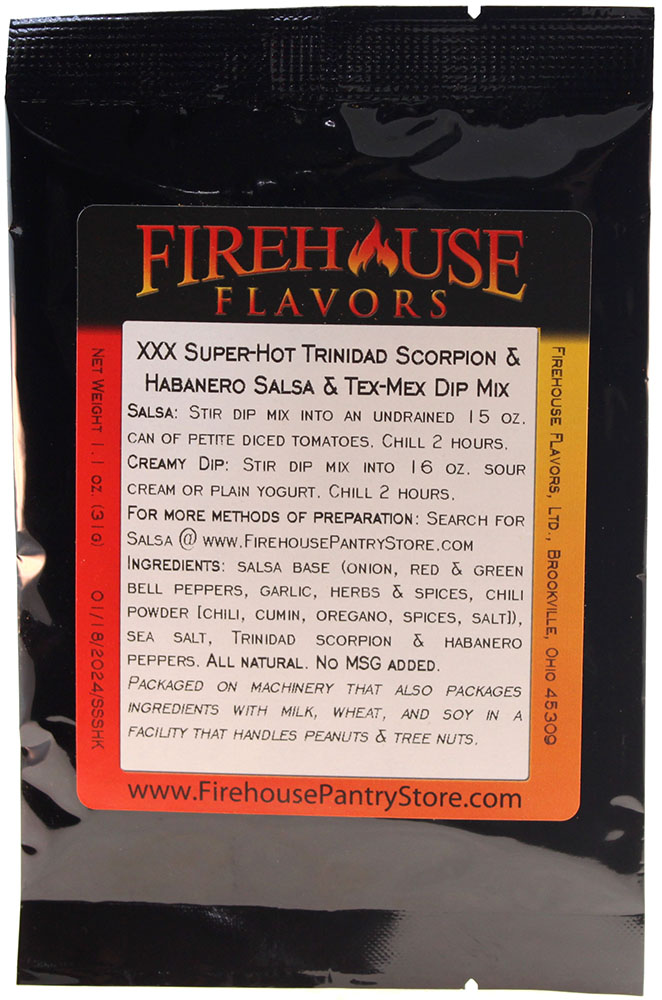XXX Spicy Hot Trinidad Scorpion Salsa Mix & Dip Mix by Firehouse Flavors